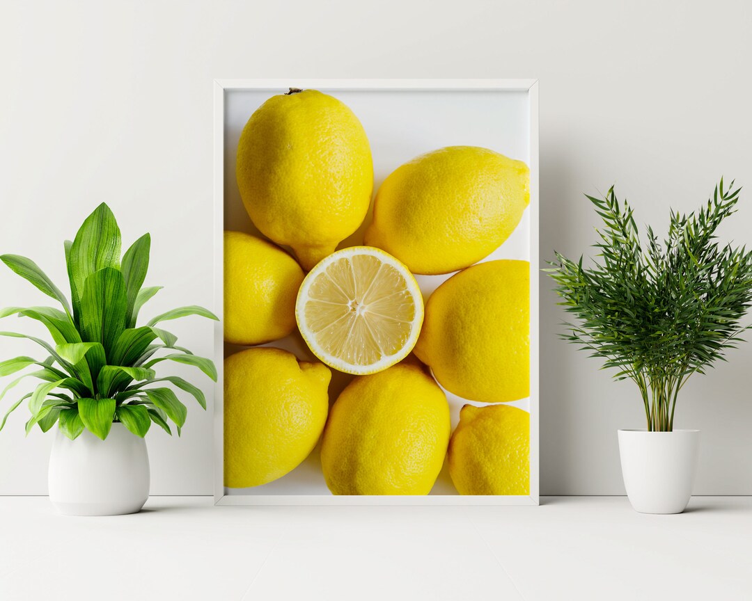 Lemon Fruit Wall Art, Instant Download, Kitchen Wall Decor, Vibrant ...
