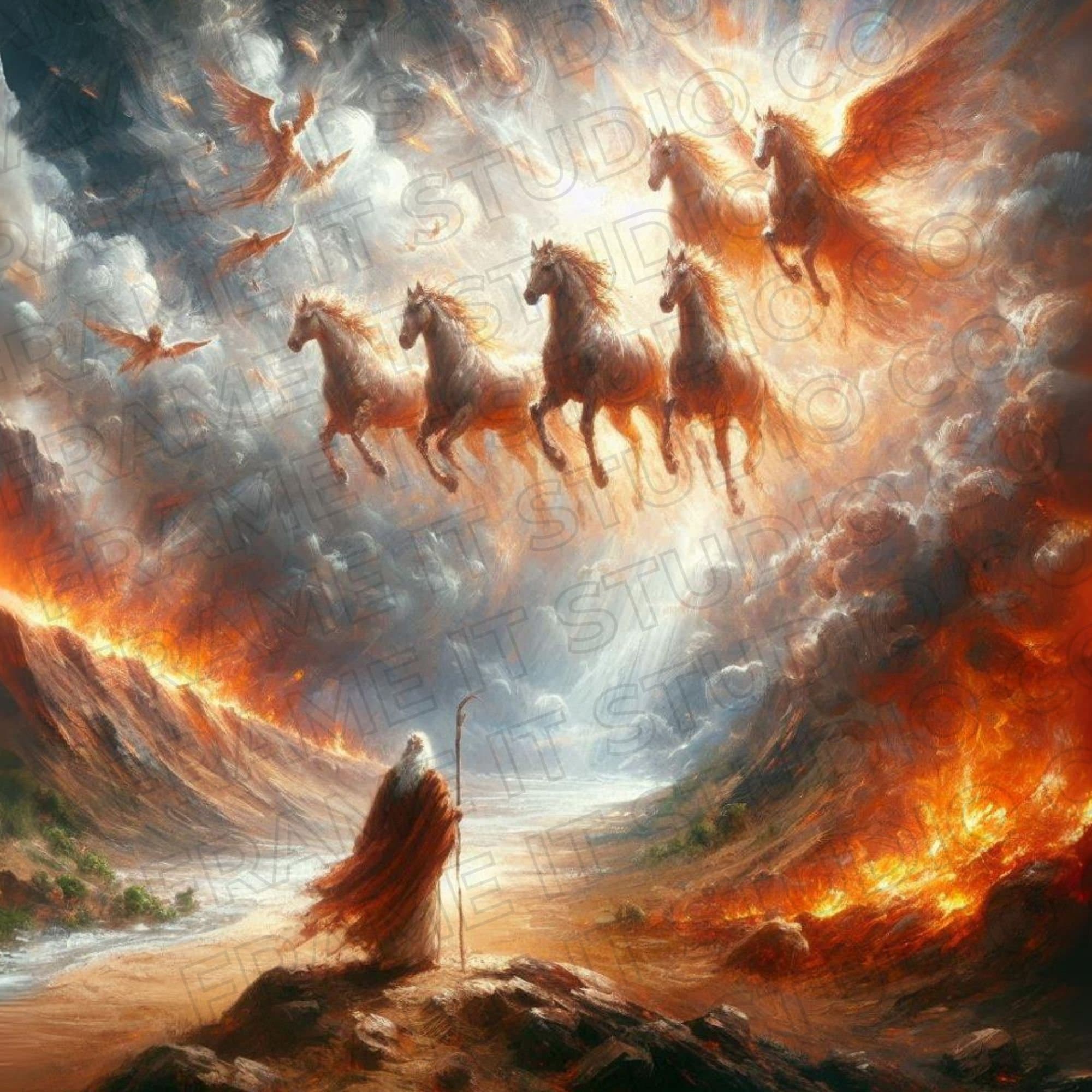 FRAME TV Art, Elijah and the Chariot of Fire, Jesus Christ Art, Spring ...