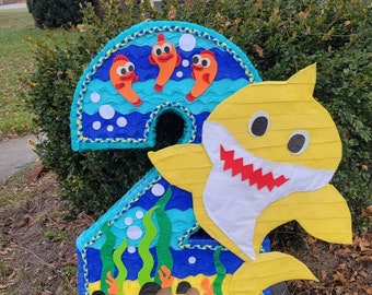 Baby Shark Number Pinata – Fun, Custom Party Décor for Kids' Birthdays ...