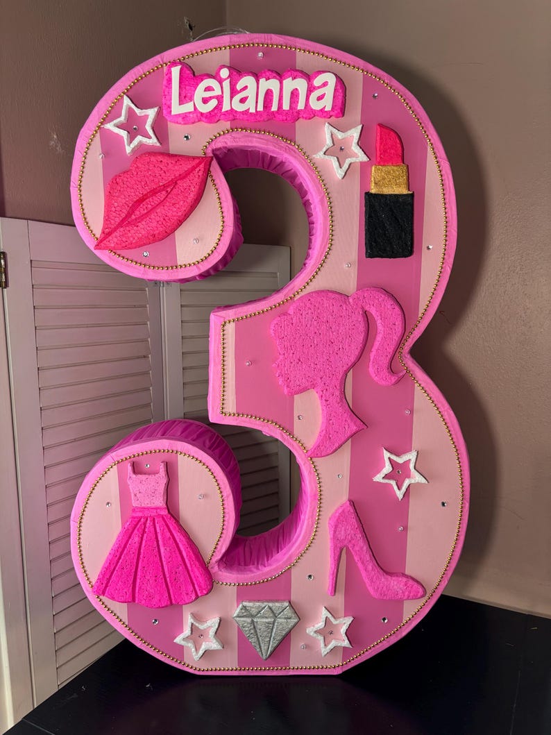 Number Piñata With Barbieee Decoration - Etsy