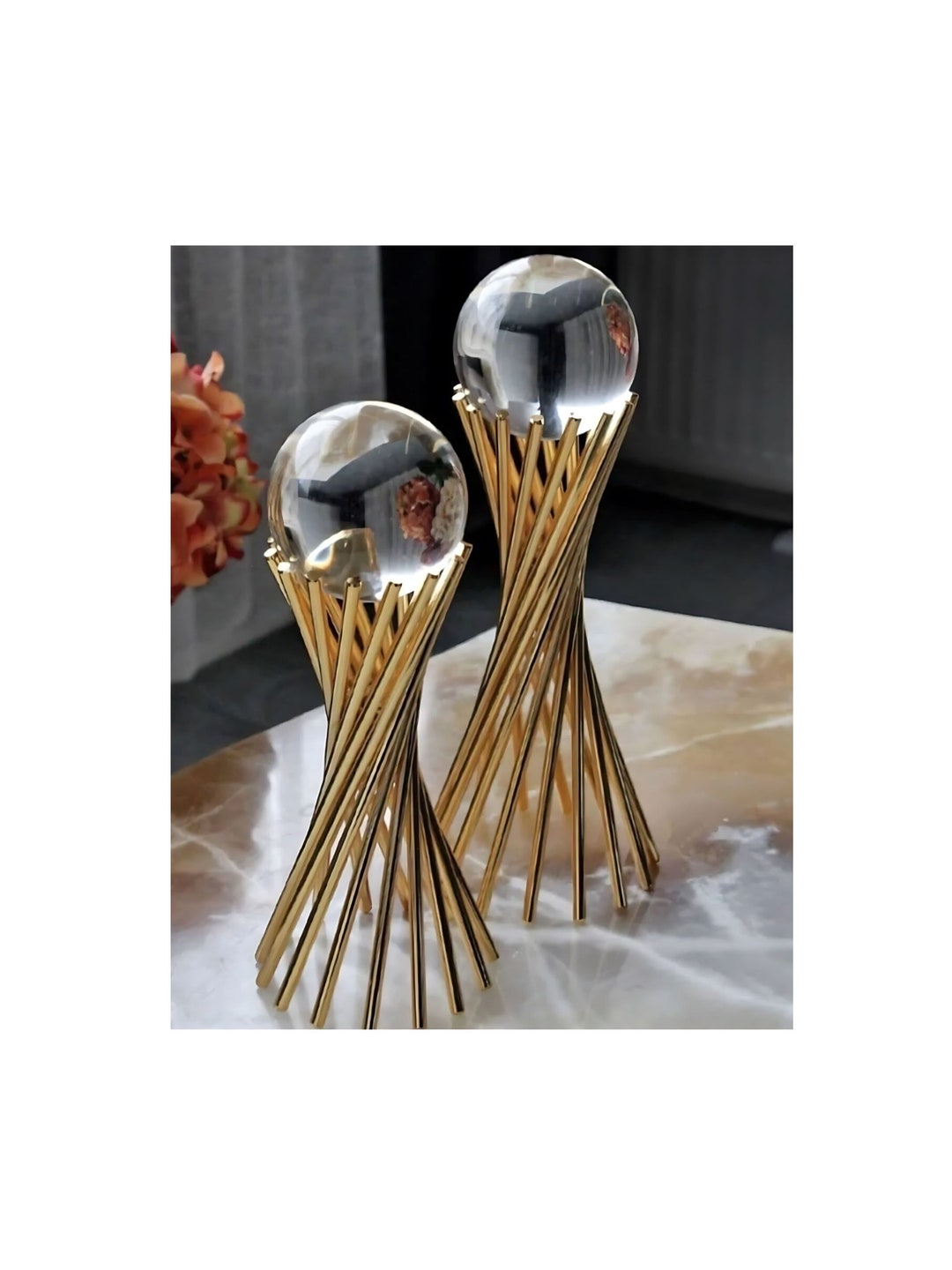 Luxury Golden Modern Metal Crystal Ball, Decorative Crystal Ball Stand ...
