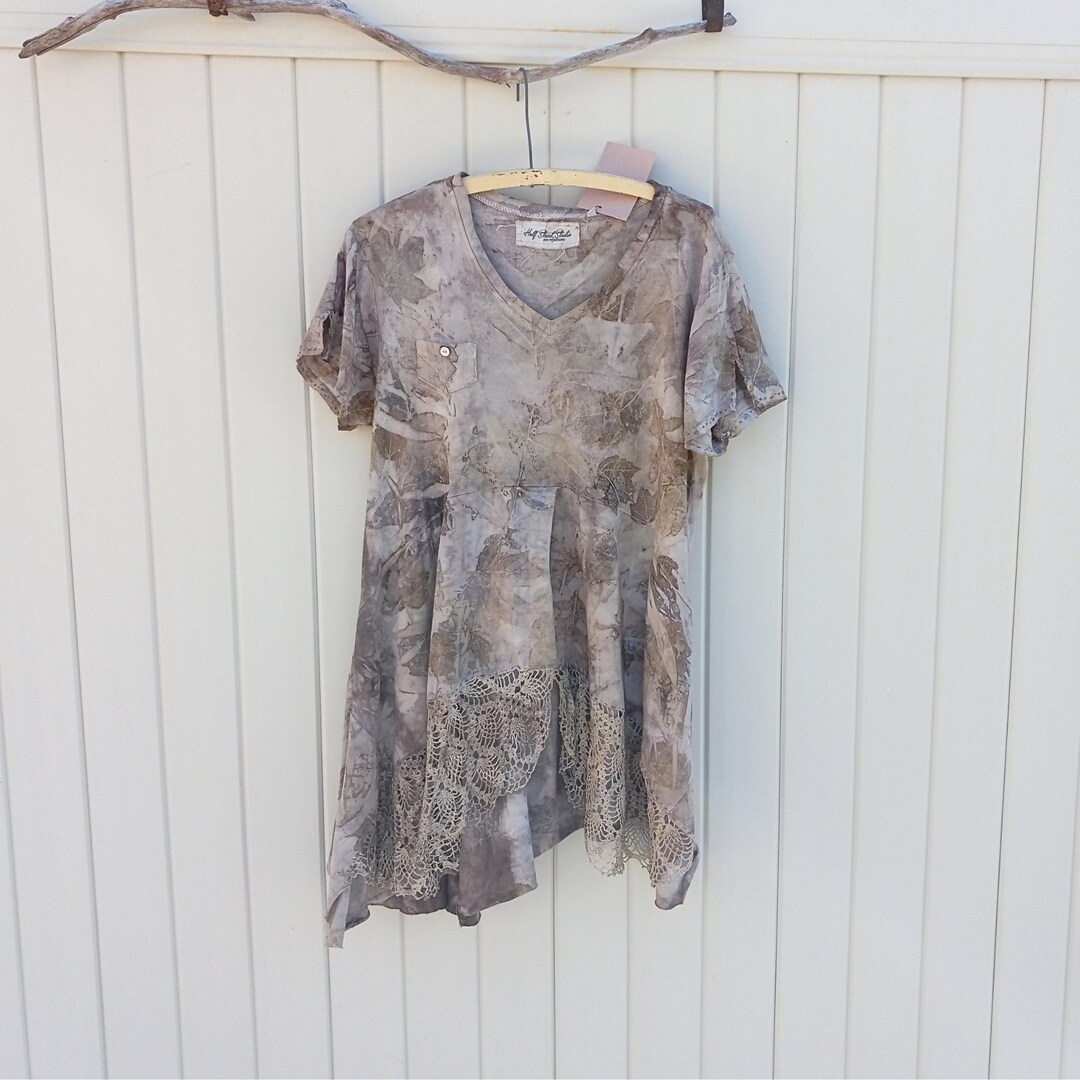 XL Extra Large Womens Cotton A Line Tunic, Short Sleeve, V Neck ...