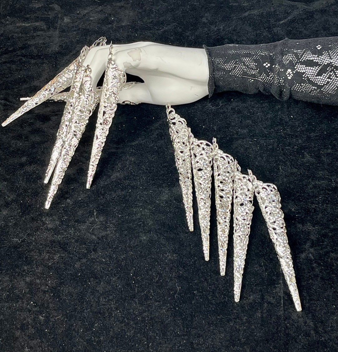 Silver Filagree Metal Finger Extensions - Etsy