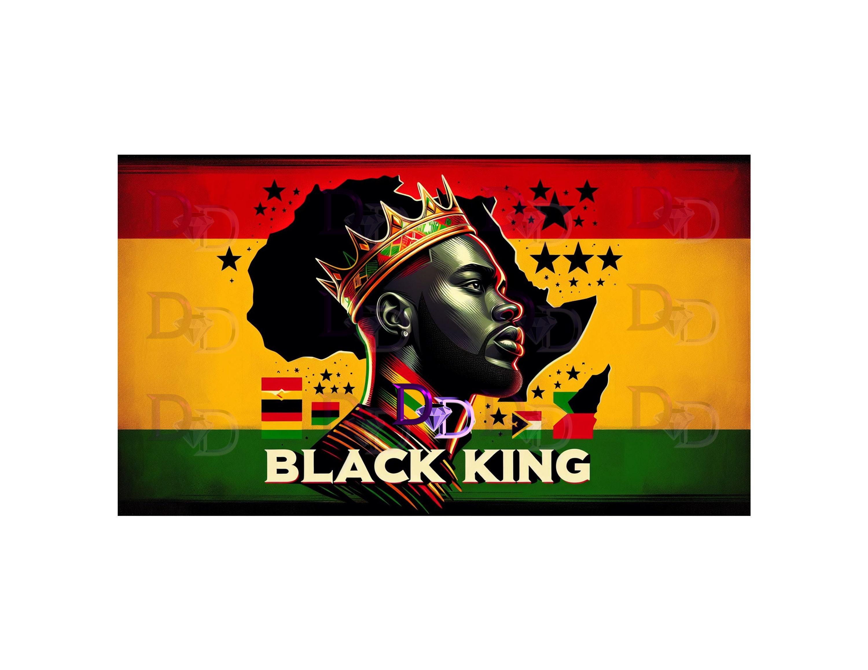Black King Art: A Majestic Afrocentric Digital Piece Featuring a Crown ...