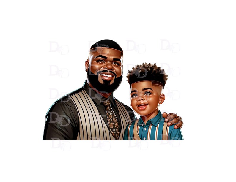 Stylish Afrocentric Father-son Duo: Digital Art Print of a Dapper Dad and His Son - Etsy