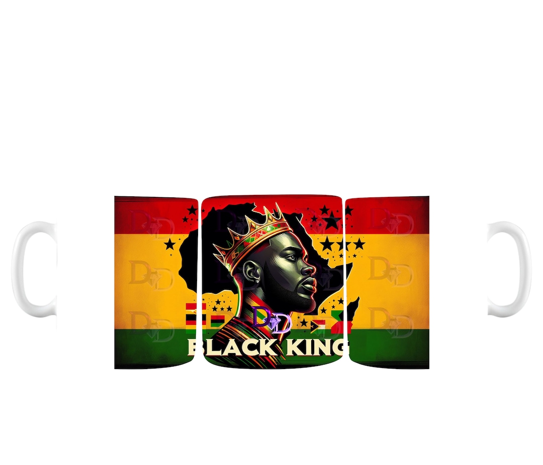 Black King Art: A Majestic Afrocentric Digital Piece Featuring a Crown ...