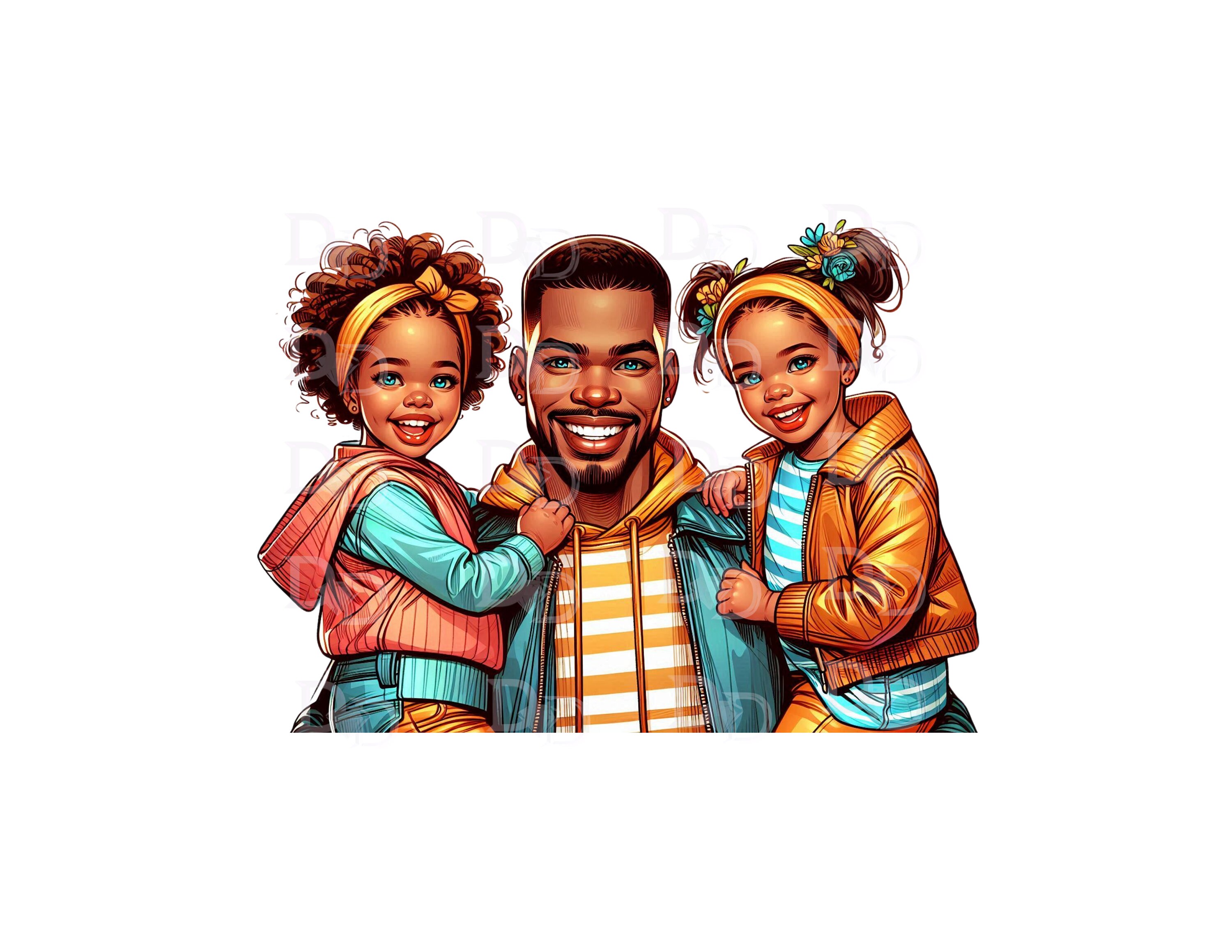 Vibrant Afrocentric Family Portrait: Digital Art Print of a Joyful ...