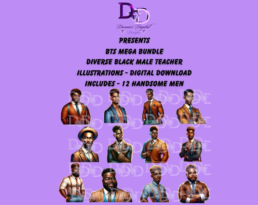 Diverse Dapper Black Male Teacher Illustrations - Digital Download - Etsy