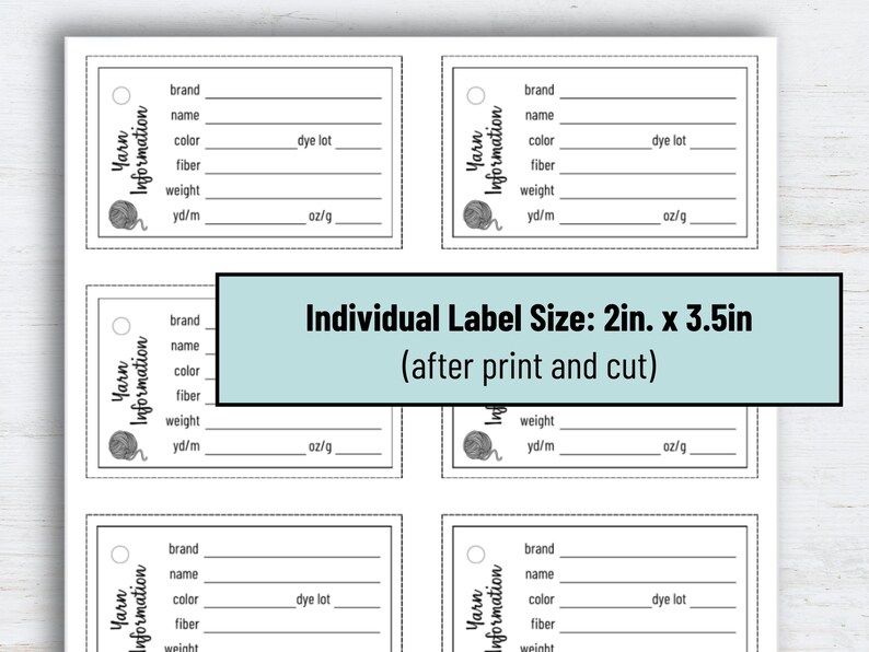 Printable Yarn Tag, Printable Yarn Label, Craft Organization, Digital ...