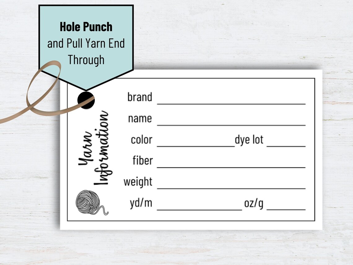 Printable Yarn Tag, Printable Yarn Label, Craft Organization, Digital ...