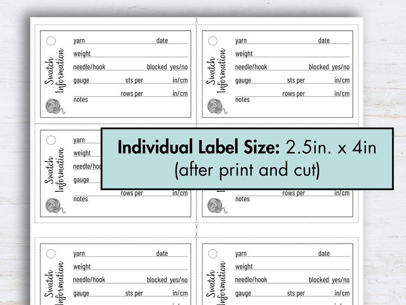 Printable Swatch Card, Printable Swatch Label, Craft Organization ...