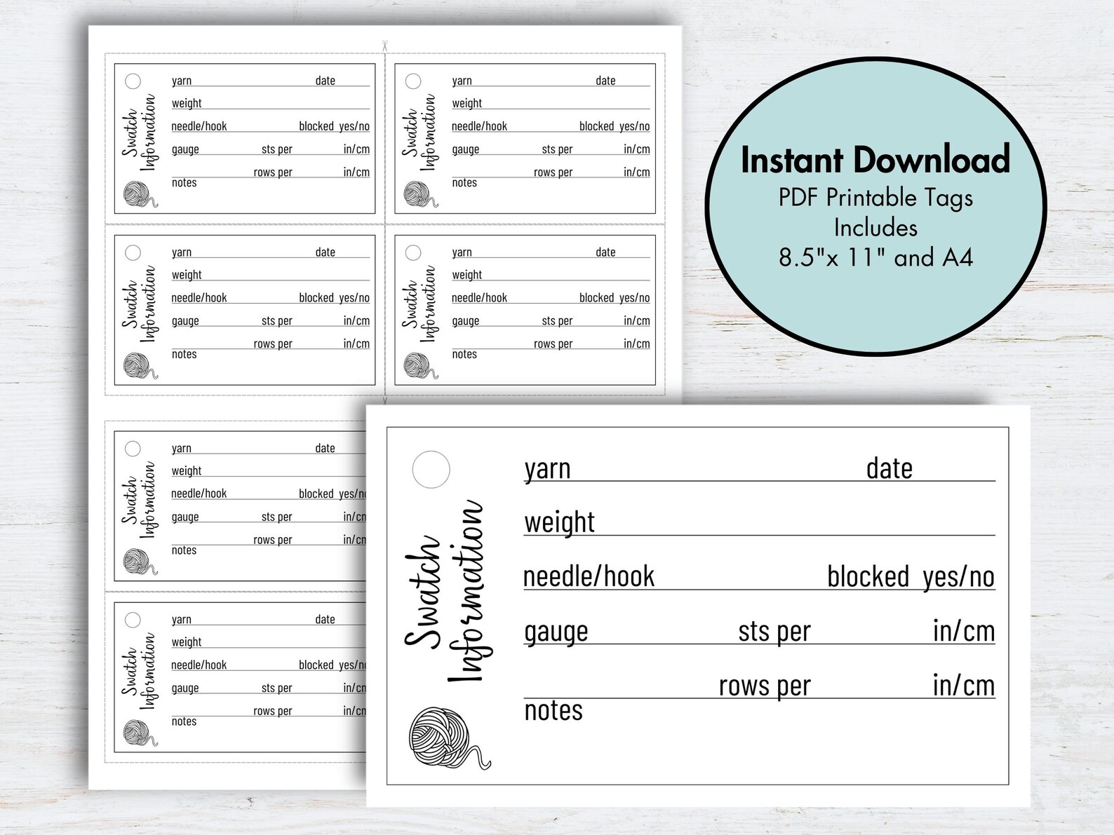 Printable Swatch Card, Printable Swatch Label, Craft Organization ...