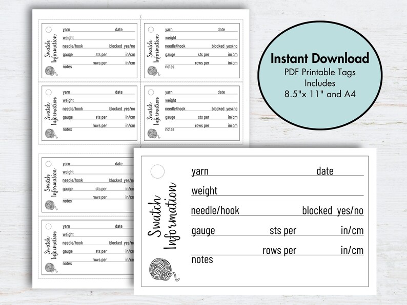 Printable Swatch Card, Printable Swatch Label, Craft Organization ...