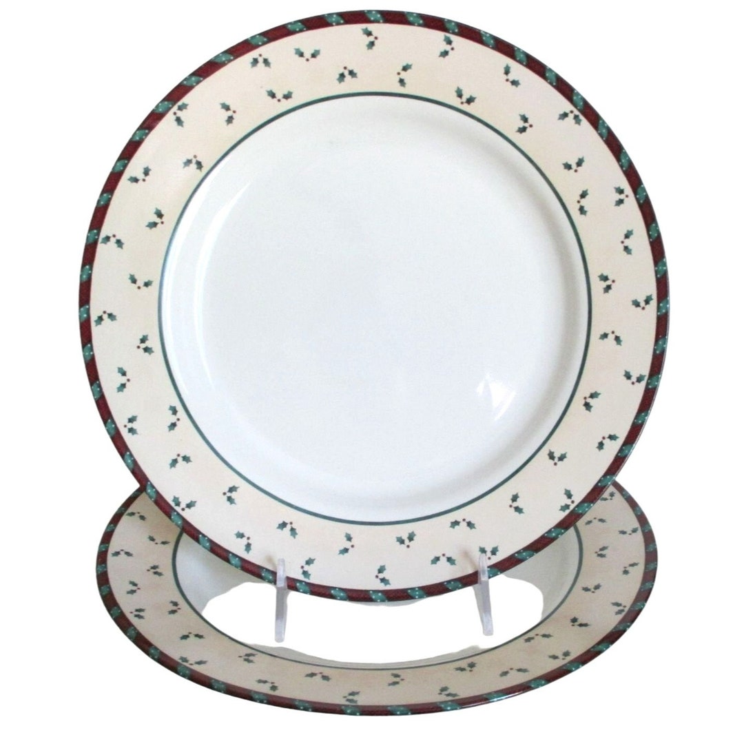 2 Sakura Debbie Mumm Santa's Spirit Dinner Plates Replacement Christmas ...