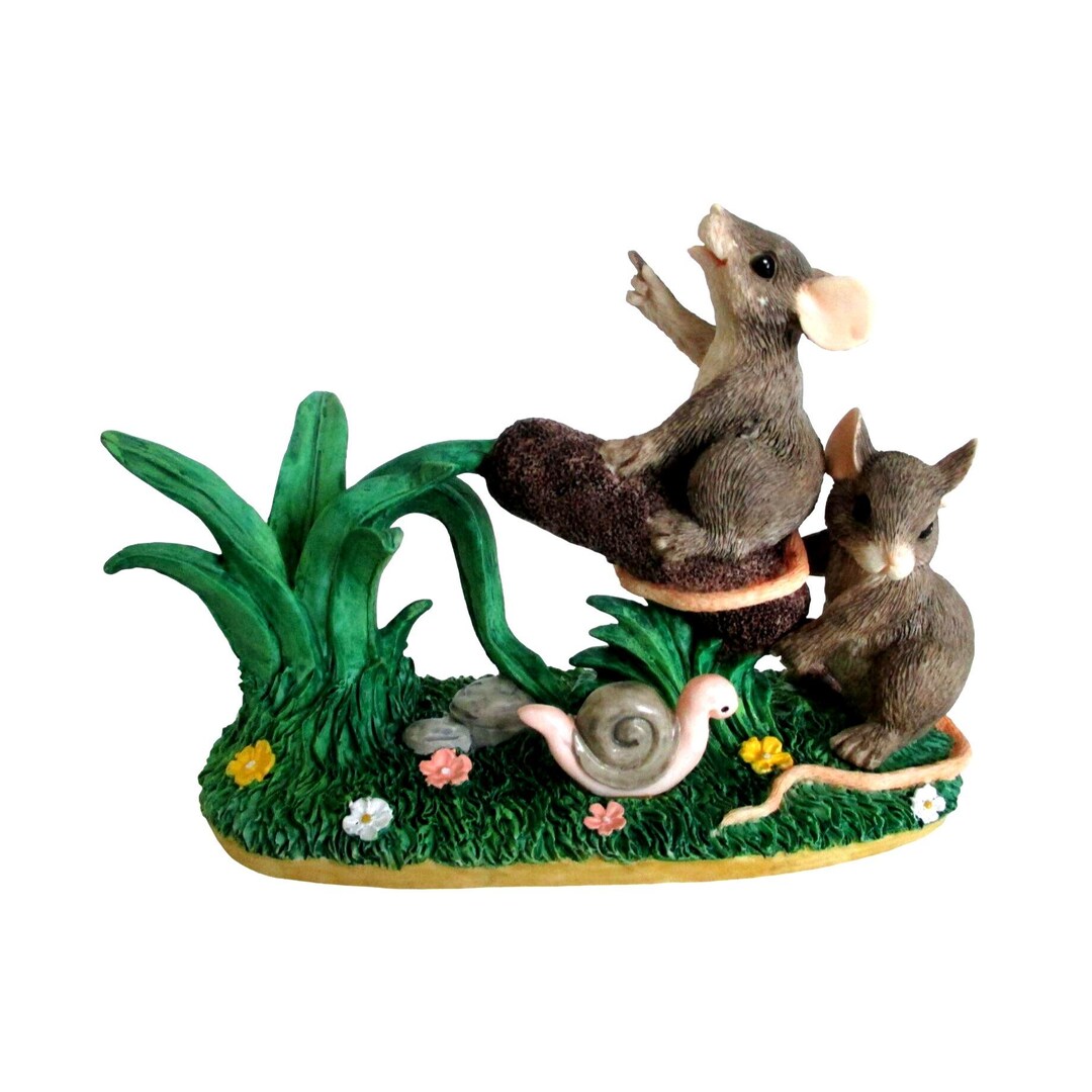 Charming Tails Mouse Cattail Catapult Figurine Mice Snail & Garden ...