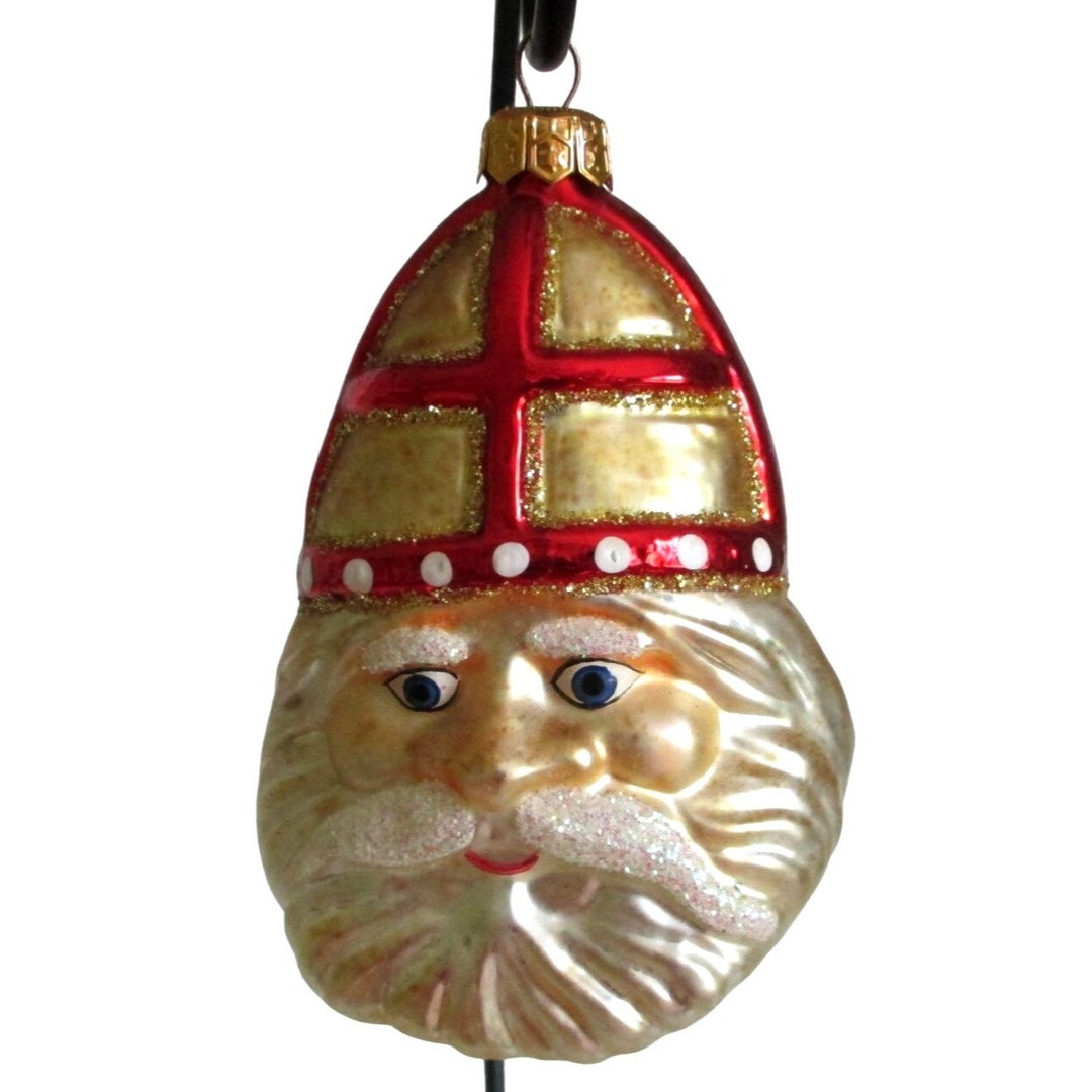 Vintage Father Christmas Face Glass Ornament European Father Christmas ...