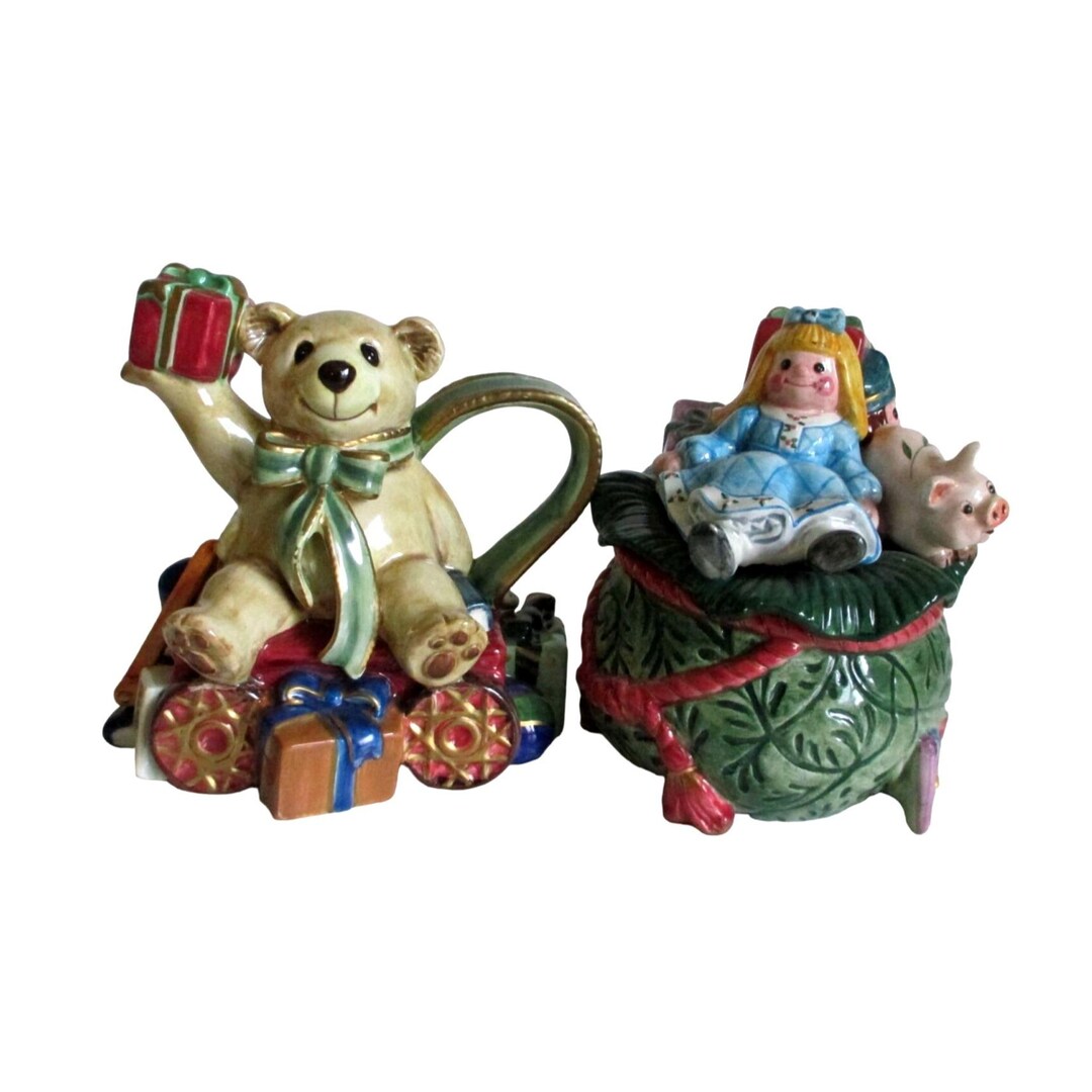 Vintage Fitz Floyd Christmas Sugar Creamer Set – Doll & Teddy Bear - Etsy