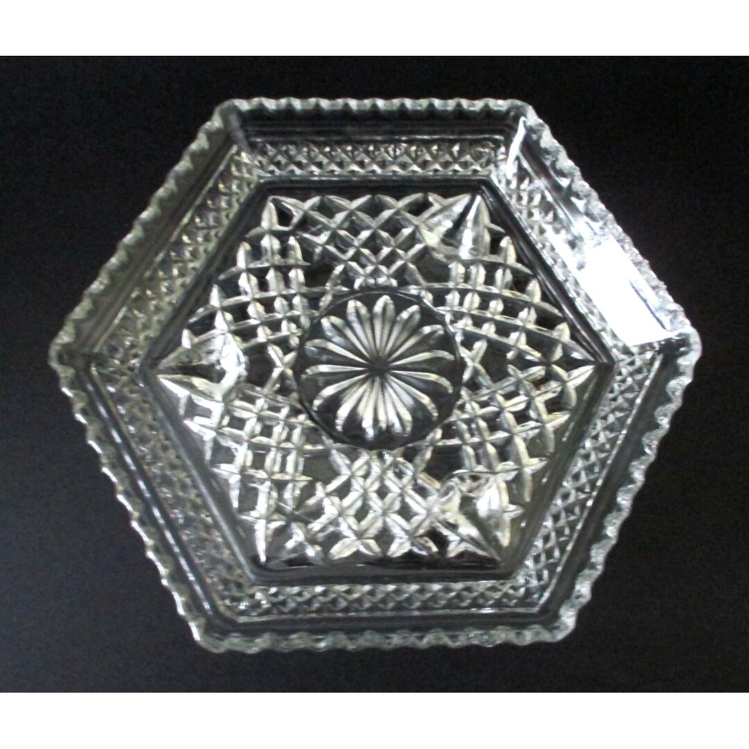 Vintage Anchor Hocking Wexford Footed Hexagon Tray AH Glassware ...