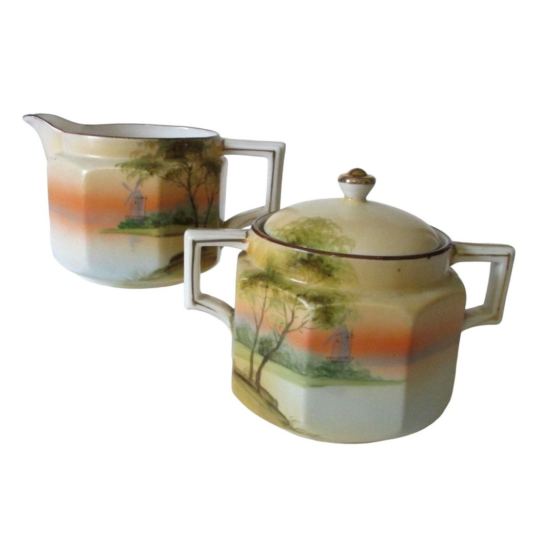 Nippon China Landscape Windmill Sugar Creamer Set Vintage Replacement ...