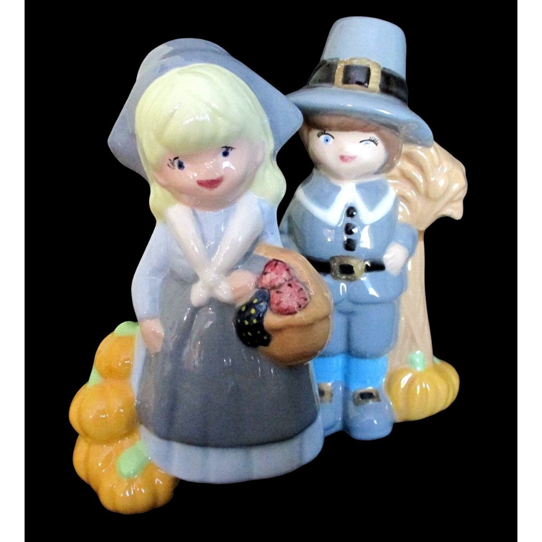 Vintage Pilgrim Couple Figurine Handmade Hobbyist Ceramic - Etsy