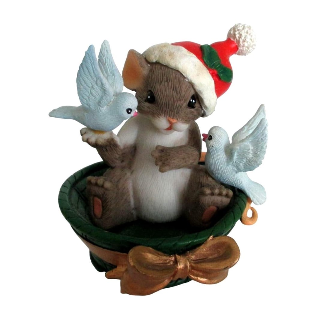 Charming Tails 2 Turtle Doves Mouse Figurine Vintage Enesco 12 Days of ...