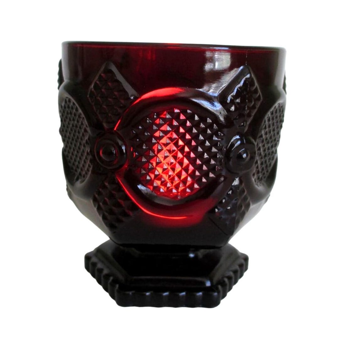 Avon Cape Cod Ruby Red Glass Goblet or Candleholder - Vintage ...