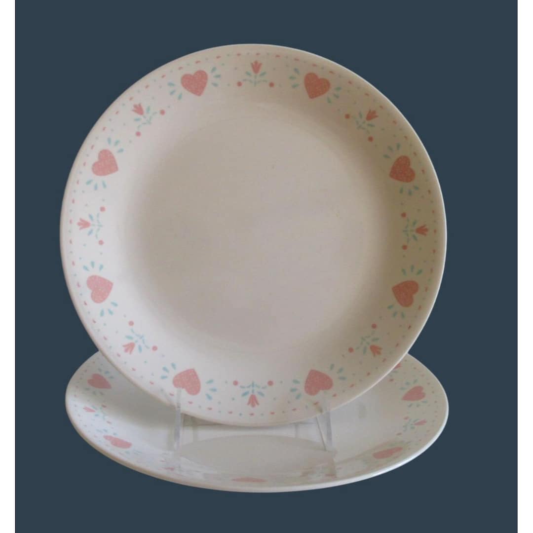 2 Corelle Forever Yours Dinner Plates Vintage Corelle Hearts Flowers ...