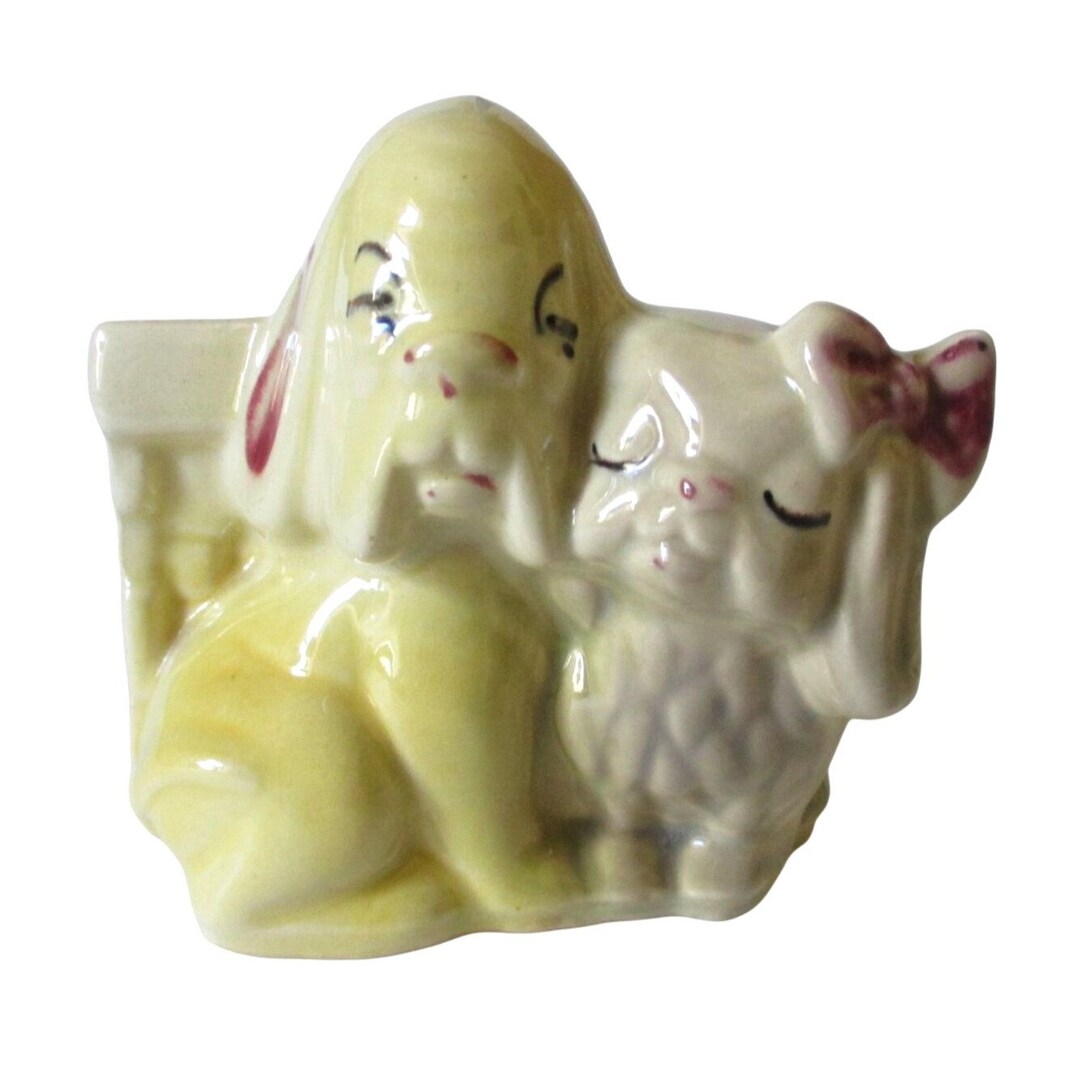 Vintage Shawnee Pottery Hound Pekingese Dog Figural Planter Succulent ...