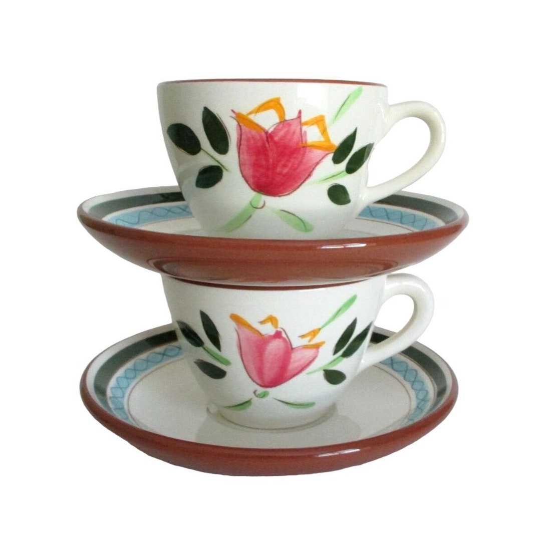 2 Stangl Country Garden Cup and Saucer Sets Tea Coffee Cups Vintage ...