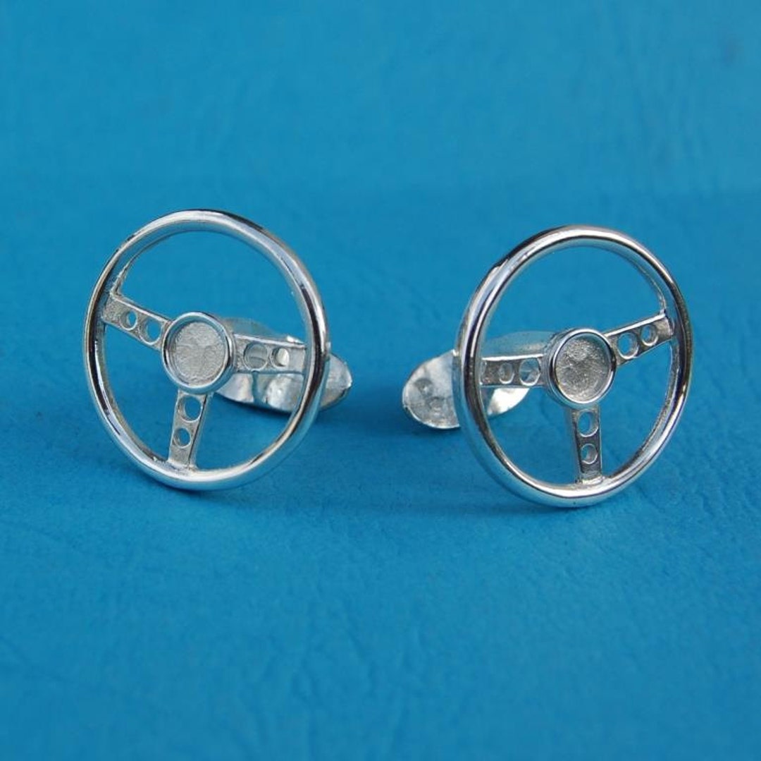 Steering Wheel Cufflinks Handmade Sterling Silver Classic Car Oldcrock ...