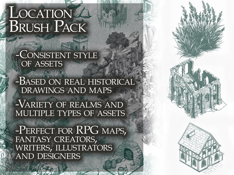 Brushes for Fantasy Map Making - 400 Pcs. Location Brushes. Perfect for ...