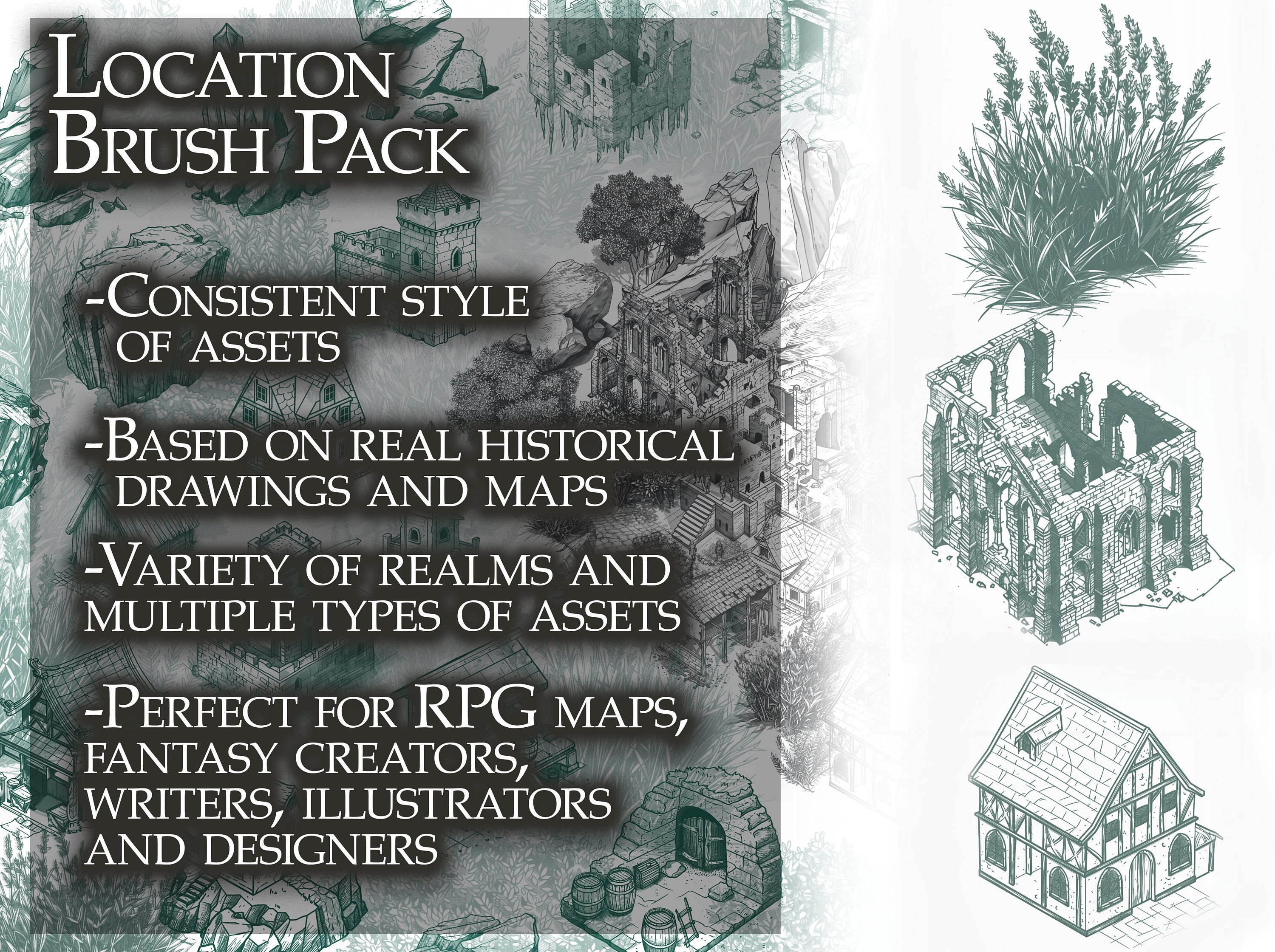 Brushes for Fantasy Map Making - 400 Pcs. Location Brushes. Perfect for ...