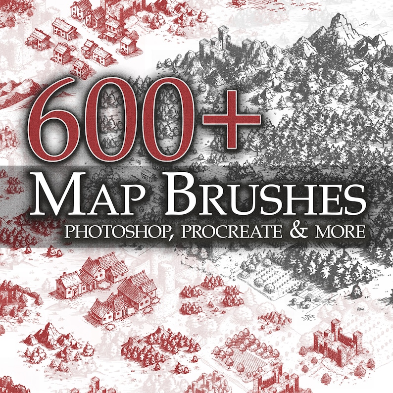 Medieval Cartography Map Brushes: 600 Pieces (photoshop and Procreate ...