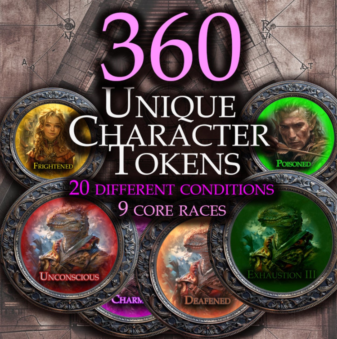 Dungeons and Dragons Character Conditions Tokens - Core Races Set ...