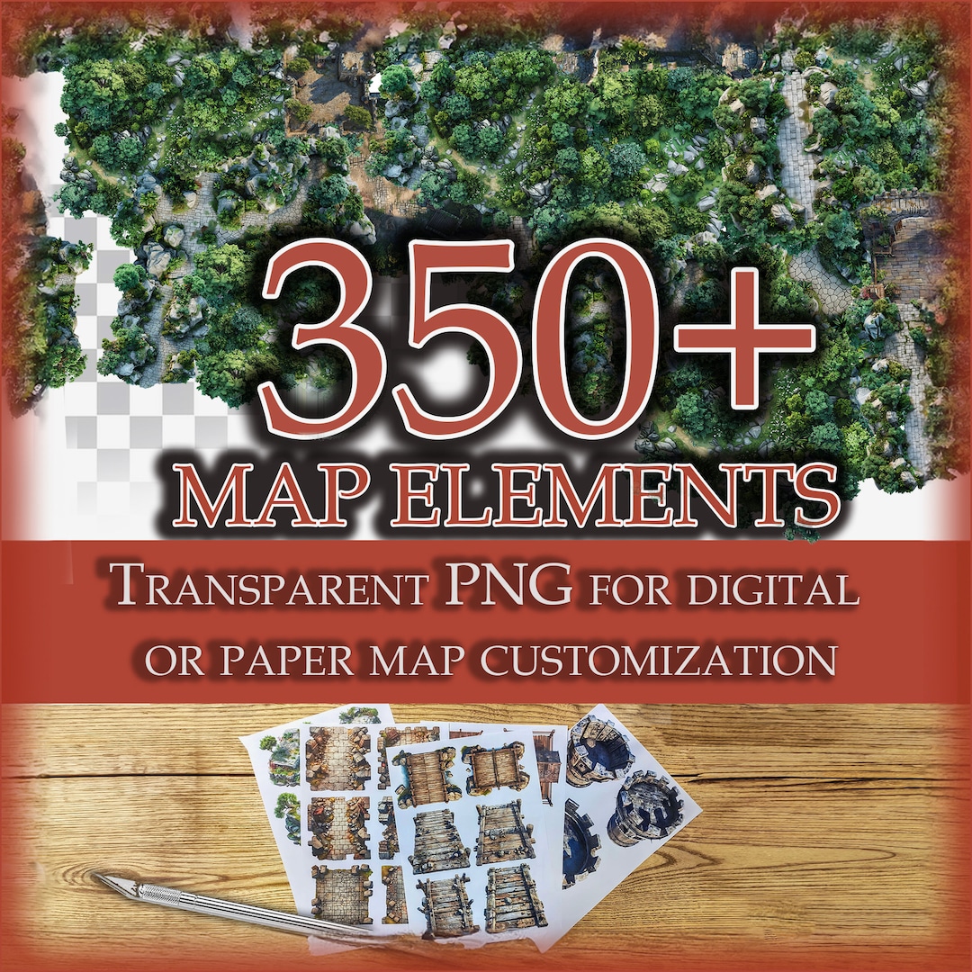 Fantasy RPG Maps Cutout Element Puzzle, Printable PDF, Transparent ...
