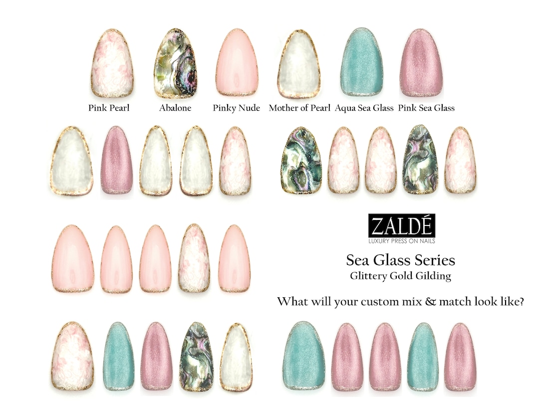Sea Glass Series by ZALDE Luxury Press on Nails ~ You Mix & Match Your ...