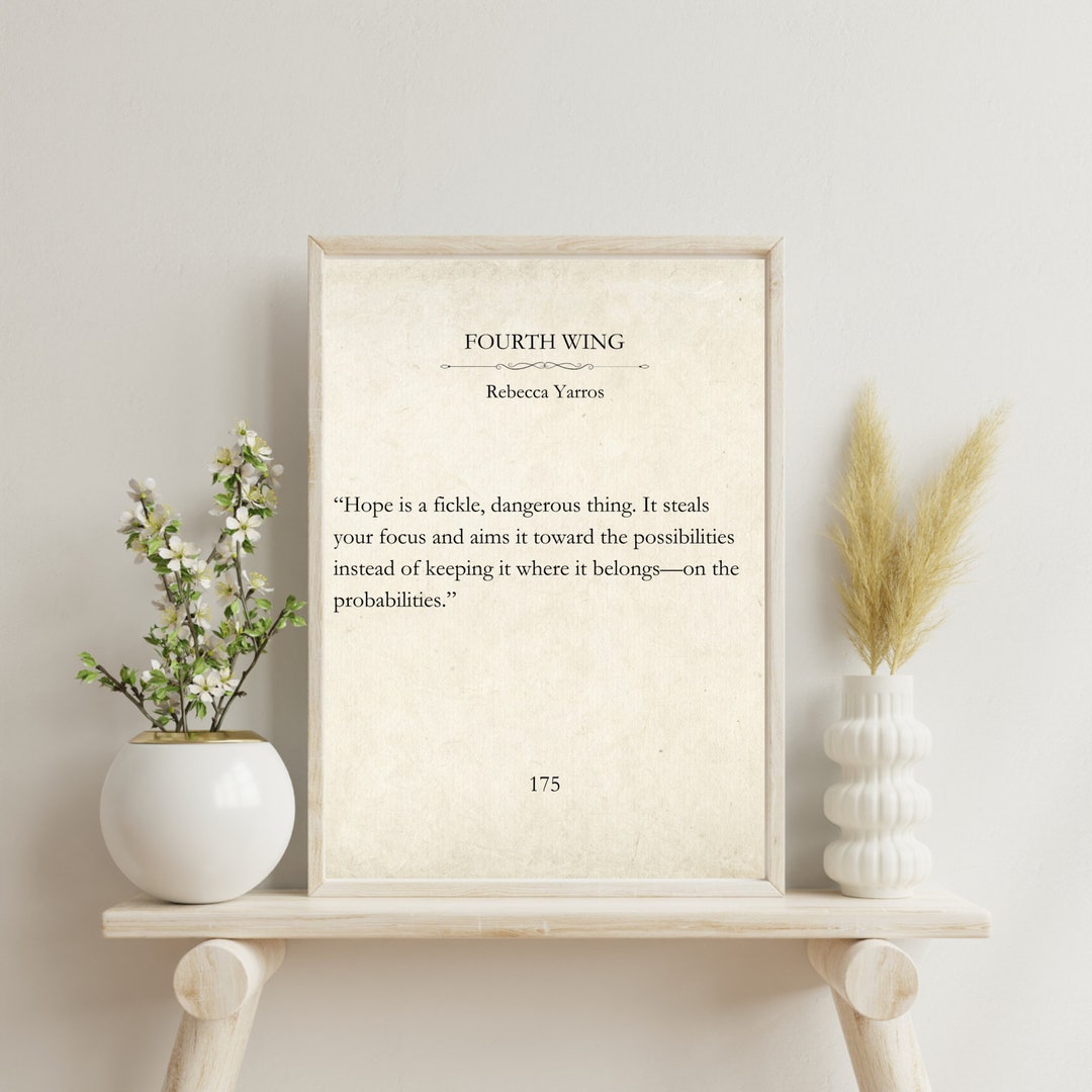 Fourth Wing Quote, Inspirational Wall Art, Book Page, Rebecca Yarros ...