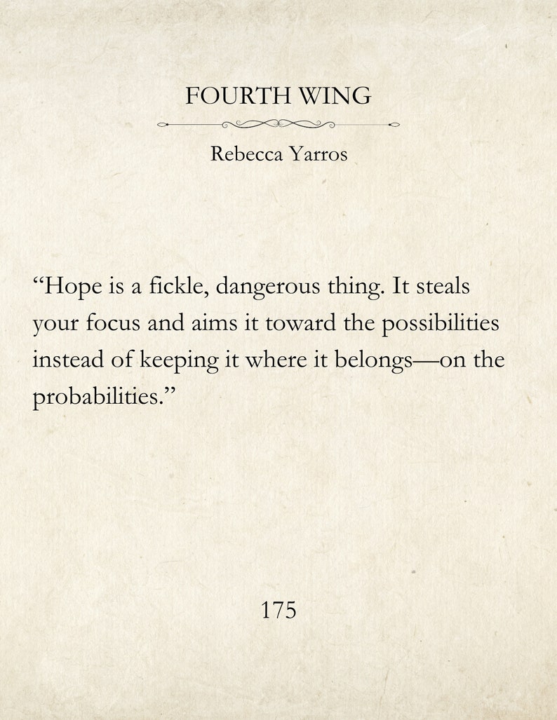 Fourth Wing Quote, Inspirational Wall Art, Book Page, Rebecca Yarros ...