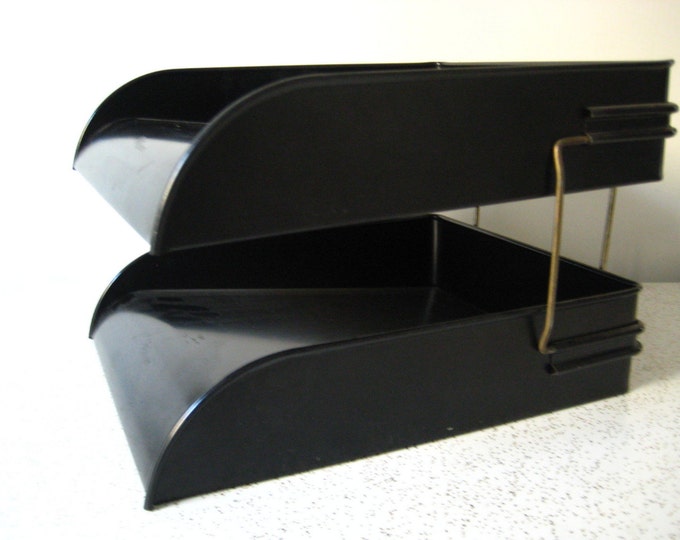 Black Two-tiered Flat Metal Desk File - Etsy