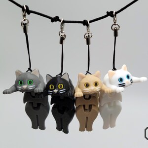 3D Printed Flexible Cat Keychain - Miniature Gift for Feline Lovers - Etsy