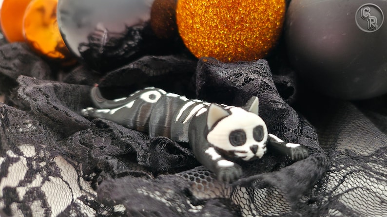 Skeleton Cat Fidget Toy & Keychain - Spooky Feline Articulated 3D ...