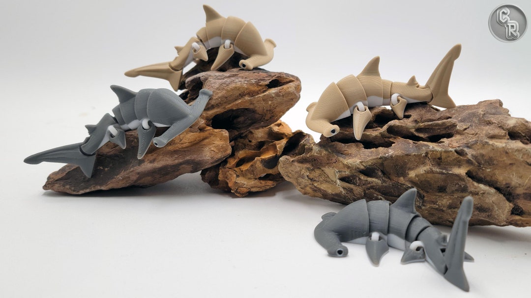 Hammerhead Shark Fidget Toy - Unique Articulated Mini 3D Printed Marine ...