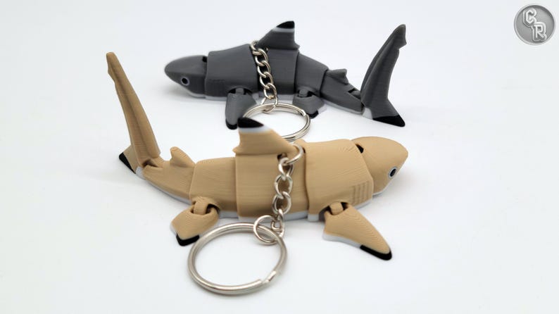 Articulated Mini Reef Shark Fidget Toy and Keychain - Unique 3D Printed ...