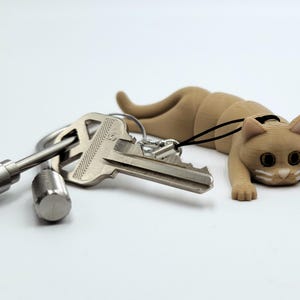 3D Printed Flexible Cat Keychain - Miniature Gift for Feline Lovers - Etsy