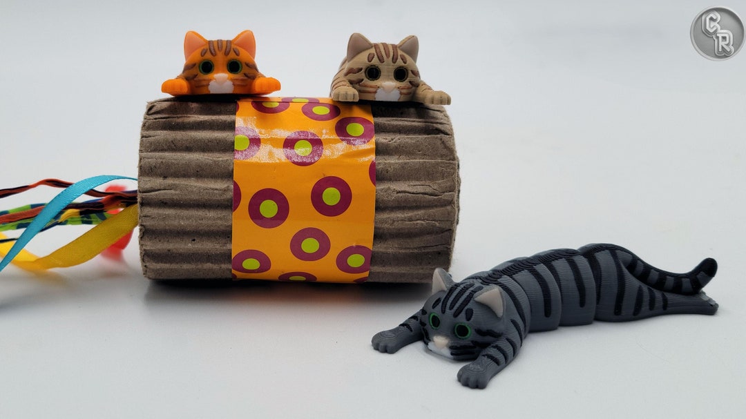 Flexible Tabby Cat Fidget Toy - Unique 3D Printed Miniature Gifts for ...