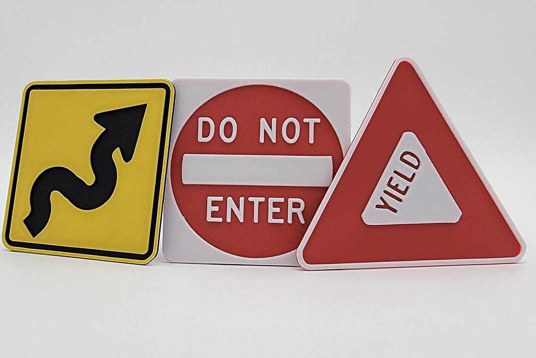 3D Printed Magnet Set, Road Sign Collection 3 Magnets Eccentric ...