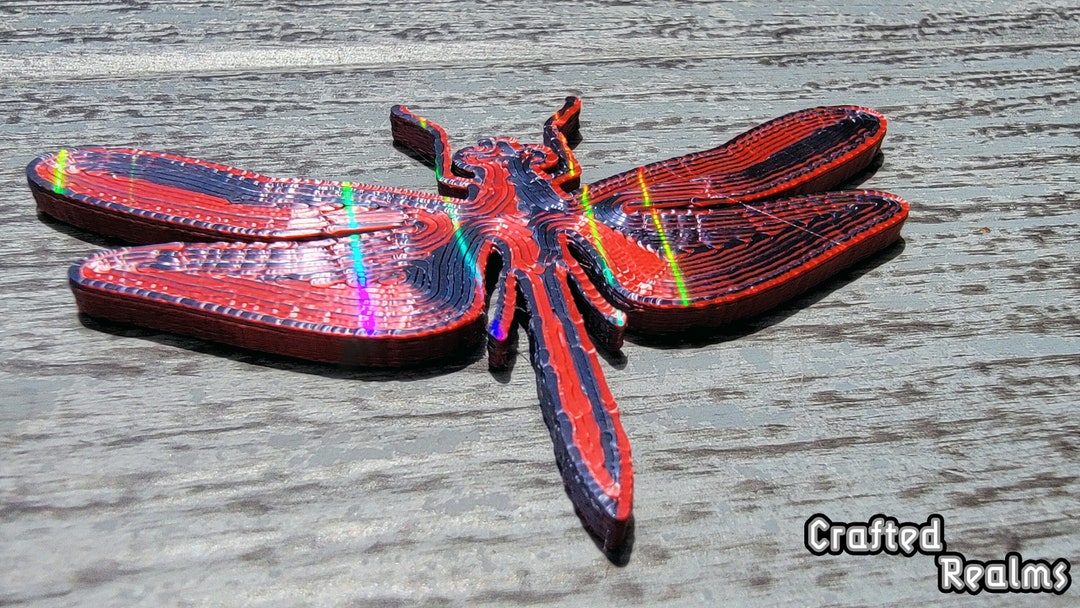 Dragonfly Magnet Set Dual Color black and Red Holographic CD Design 3 ...