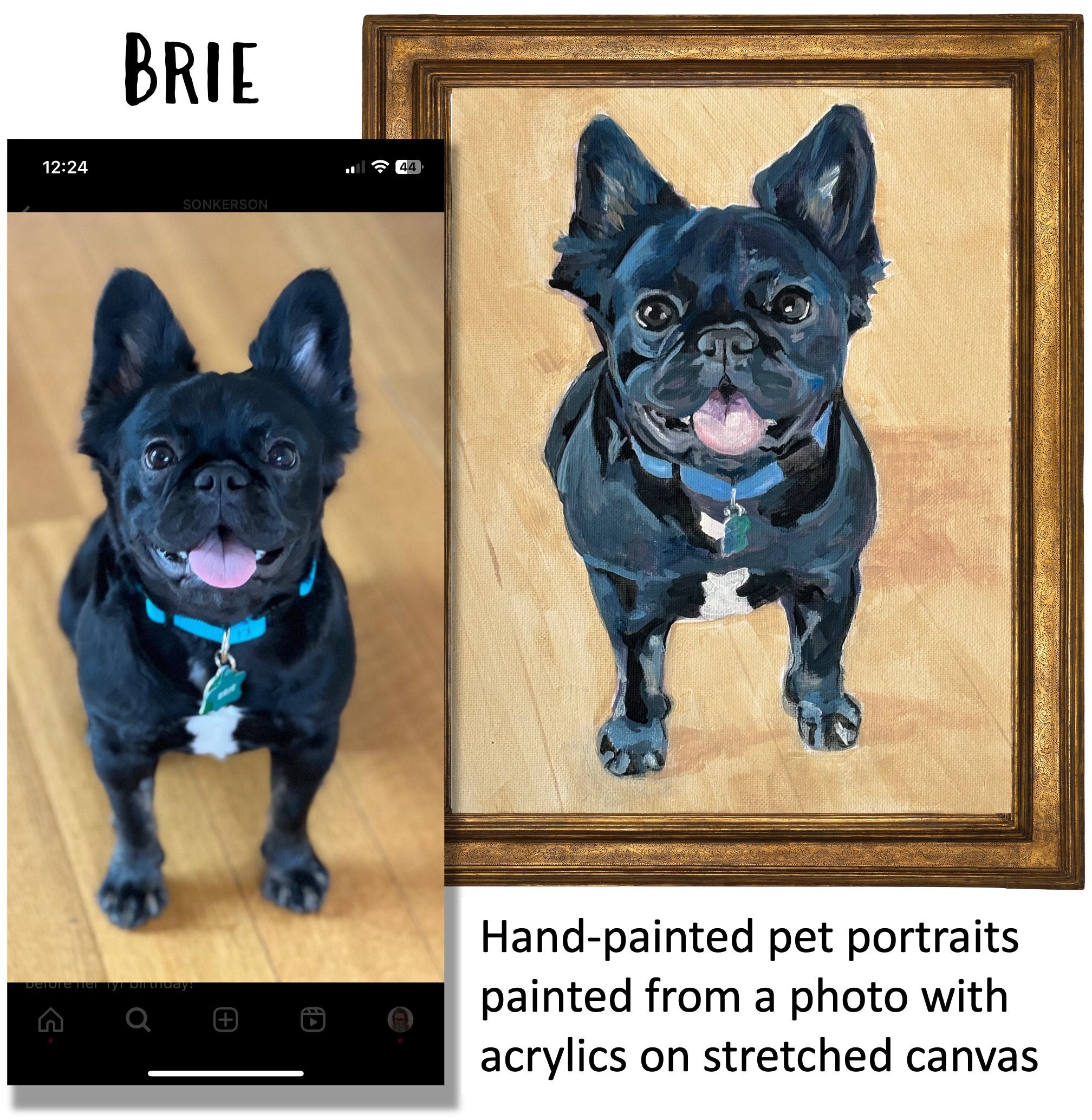 Custom Hand-painted Pet Portrait on Canvas - the Ultimate Gift! - Etsy