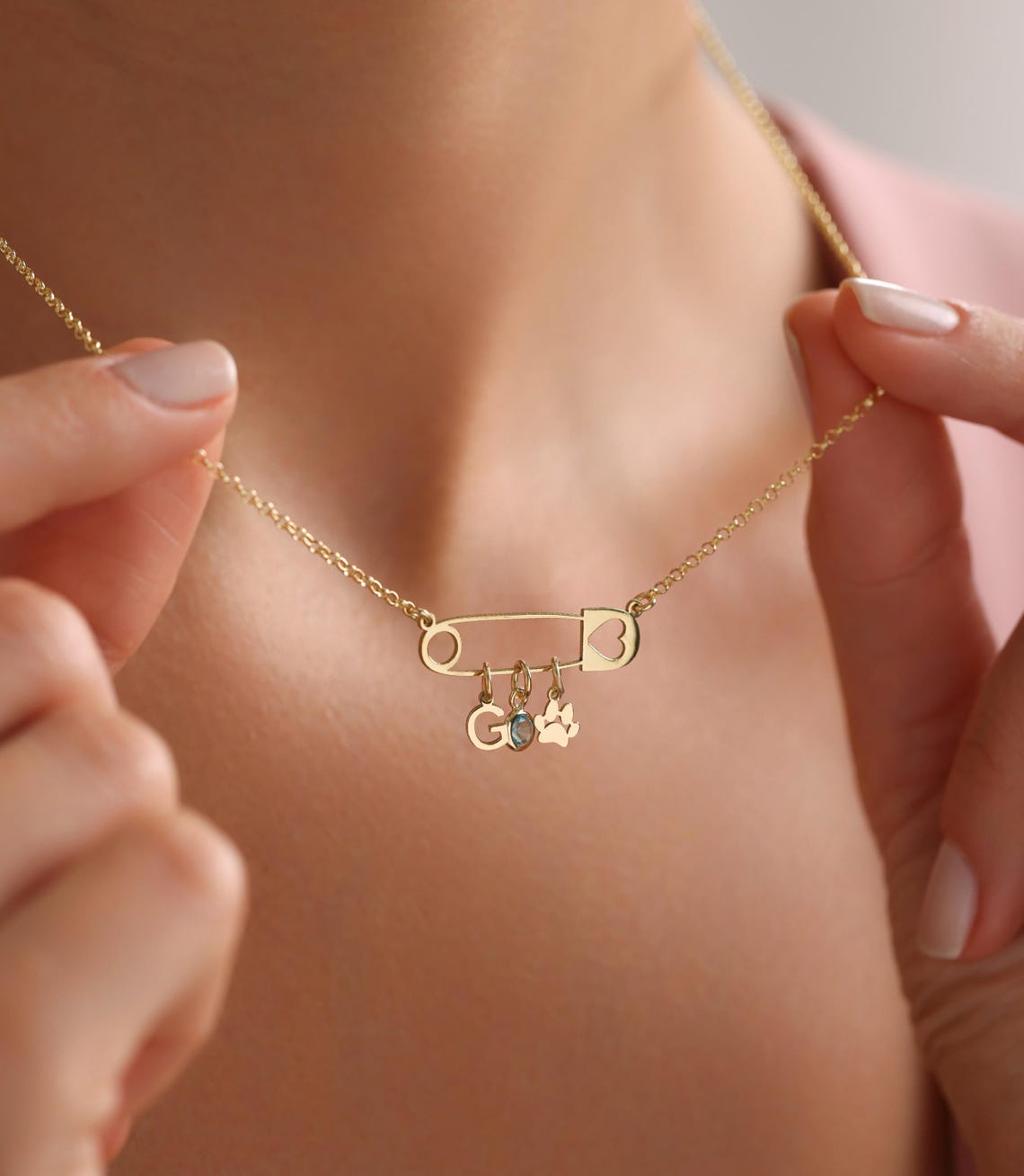 Custom Safety Pin Pendant,personalized Name Necklace,christmas Gifts ...