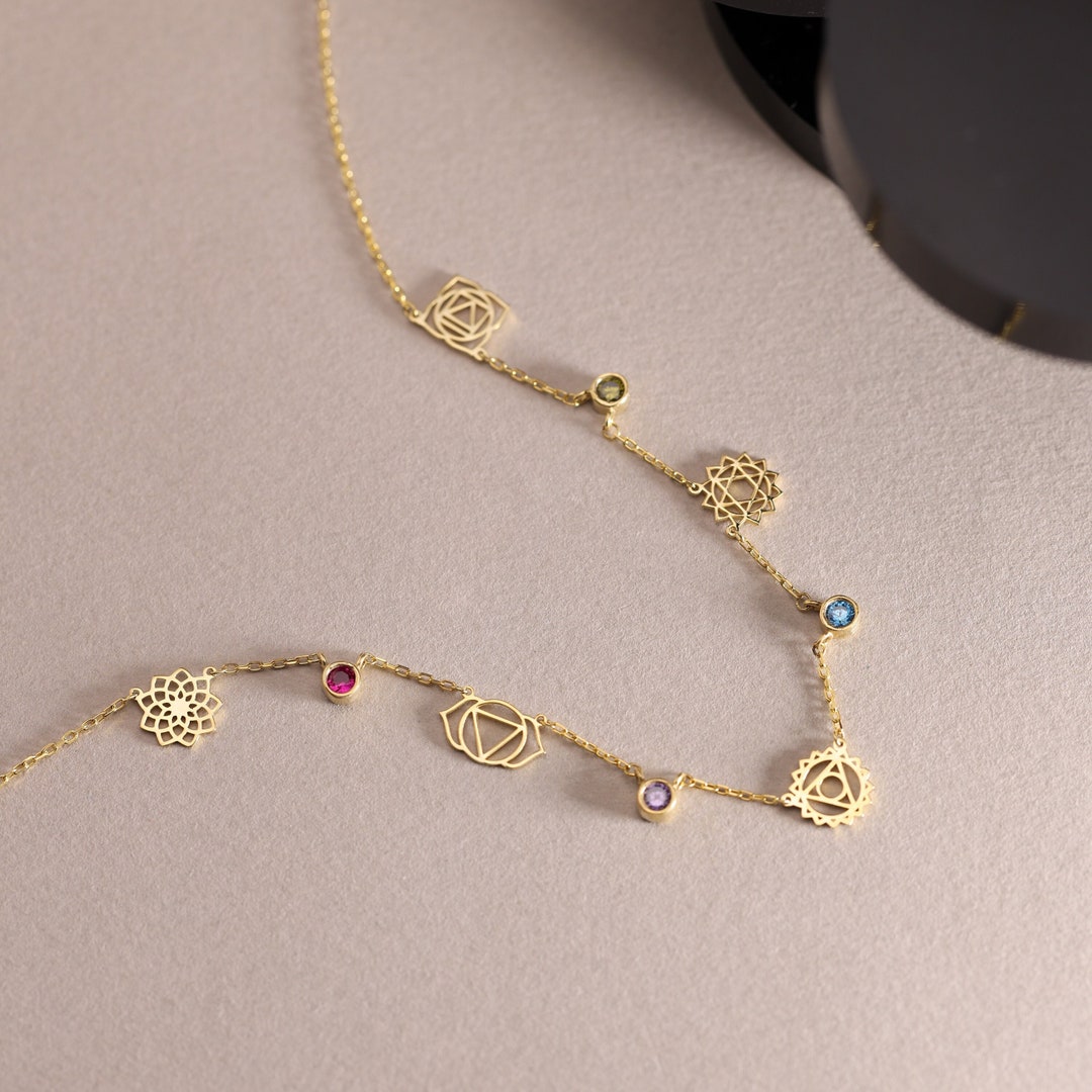 7 Chakra Stone Necklace, Sterling Silver Chakras,spiritual Pendant ...